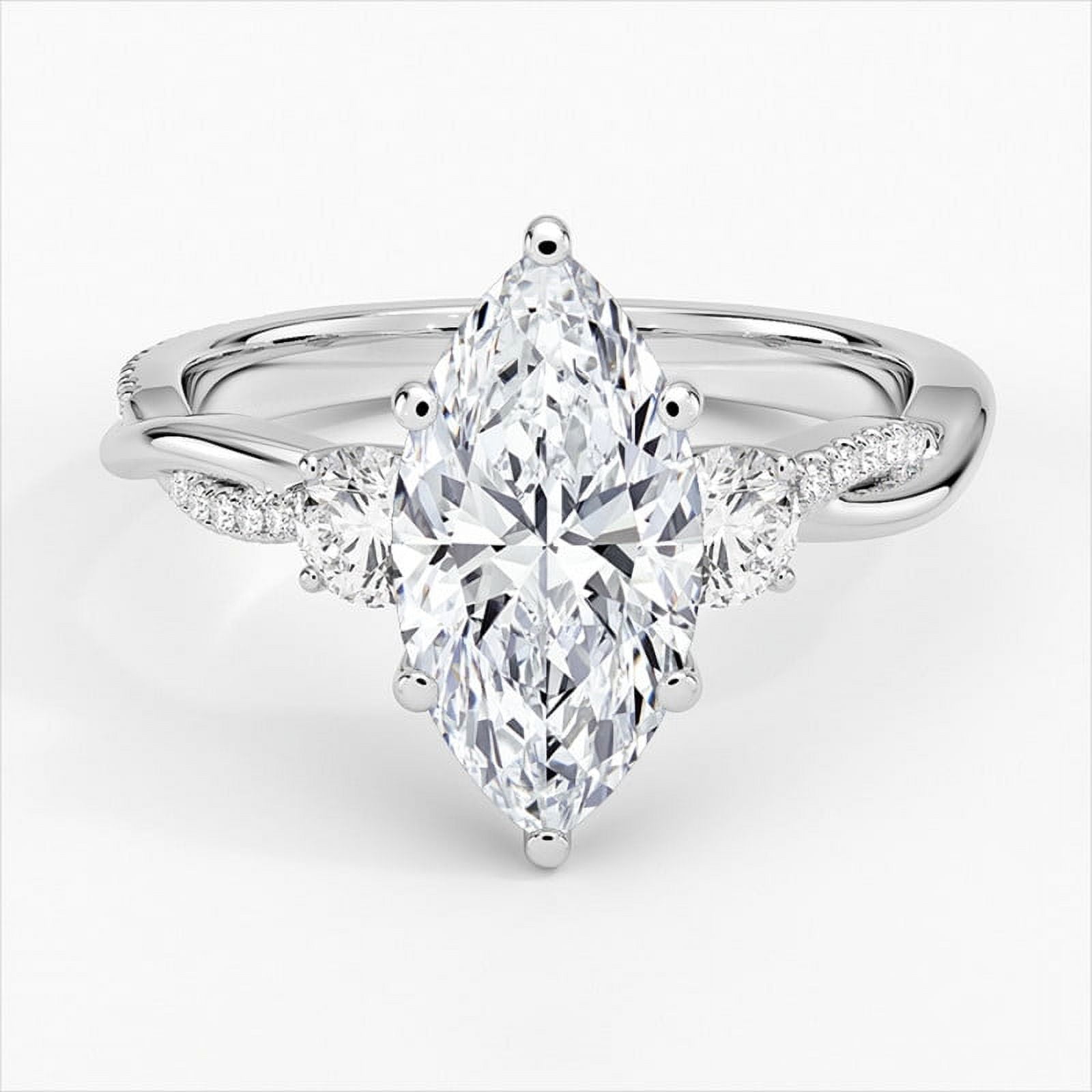 First Jewelry 2 Ct Marquise Cut Moissanite Ring - 14K White Gold Plated ...