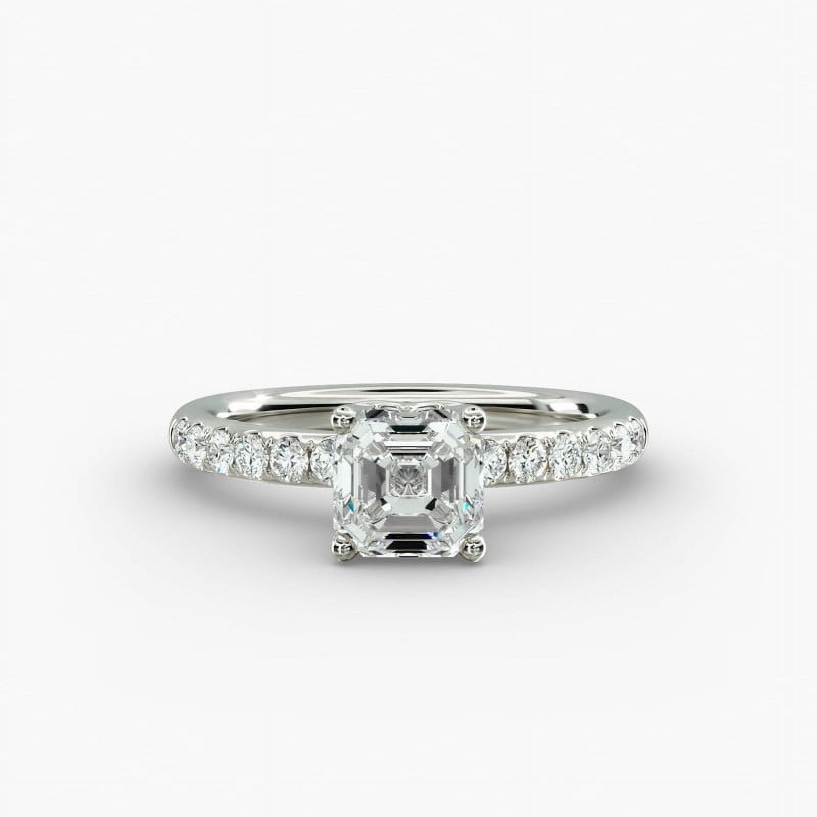 First Jewelry Asscher Cut 1.6 Ct Moissanite Ring - 14K White Gold ...