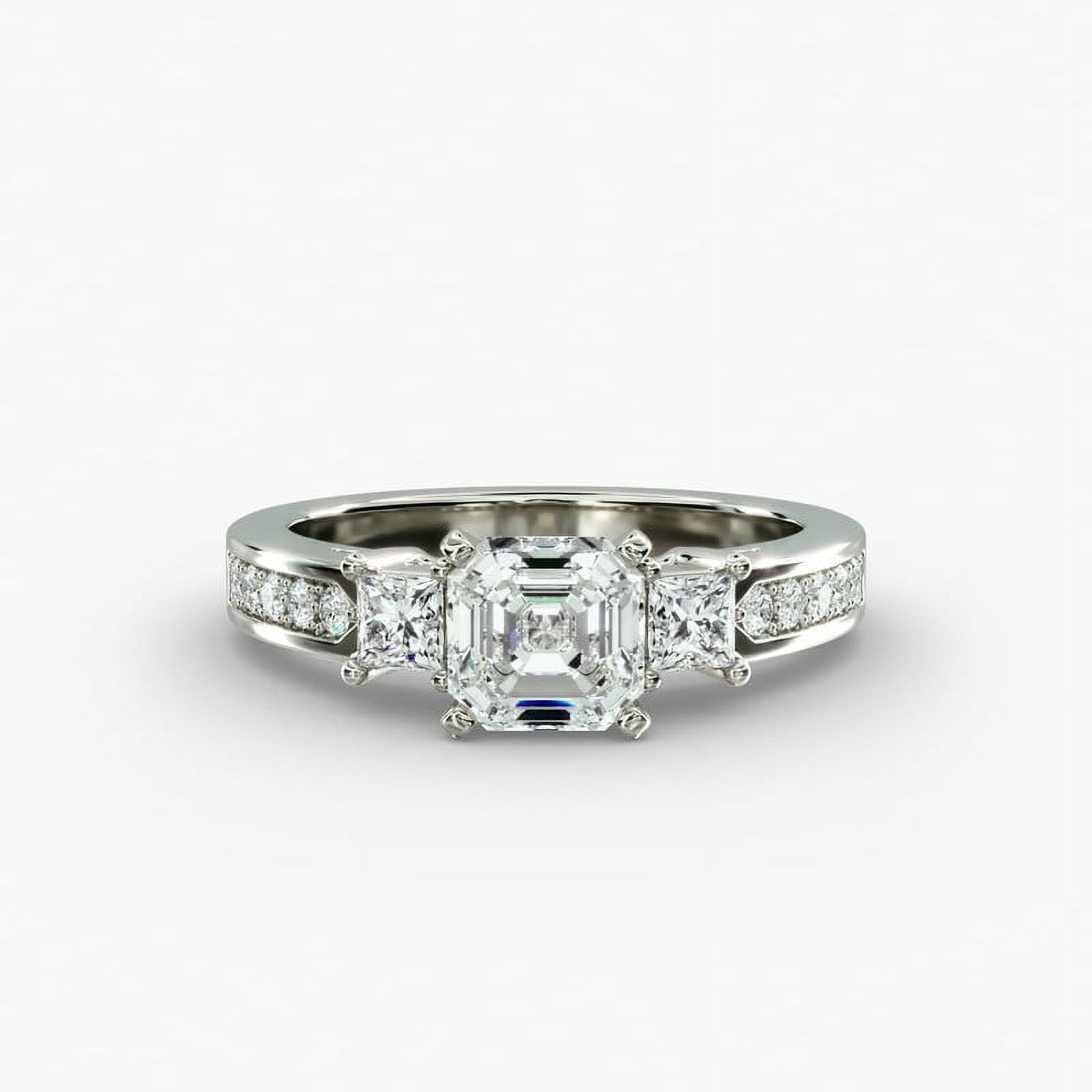 First Jewelry Asscher-Shaped 1.6 Ct Moissanite Wedding Ring - 14K White ...
