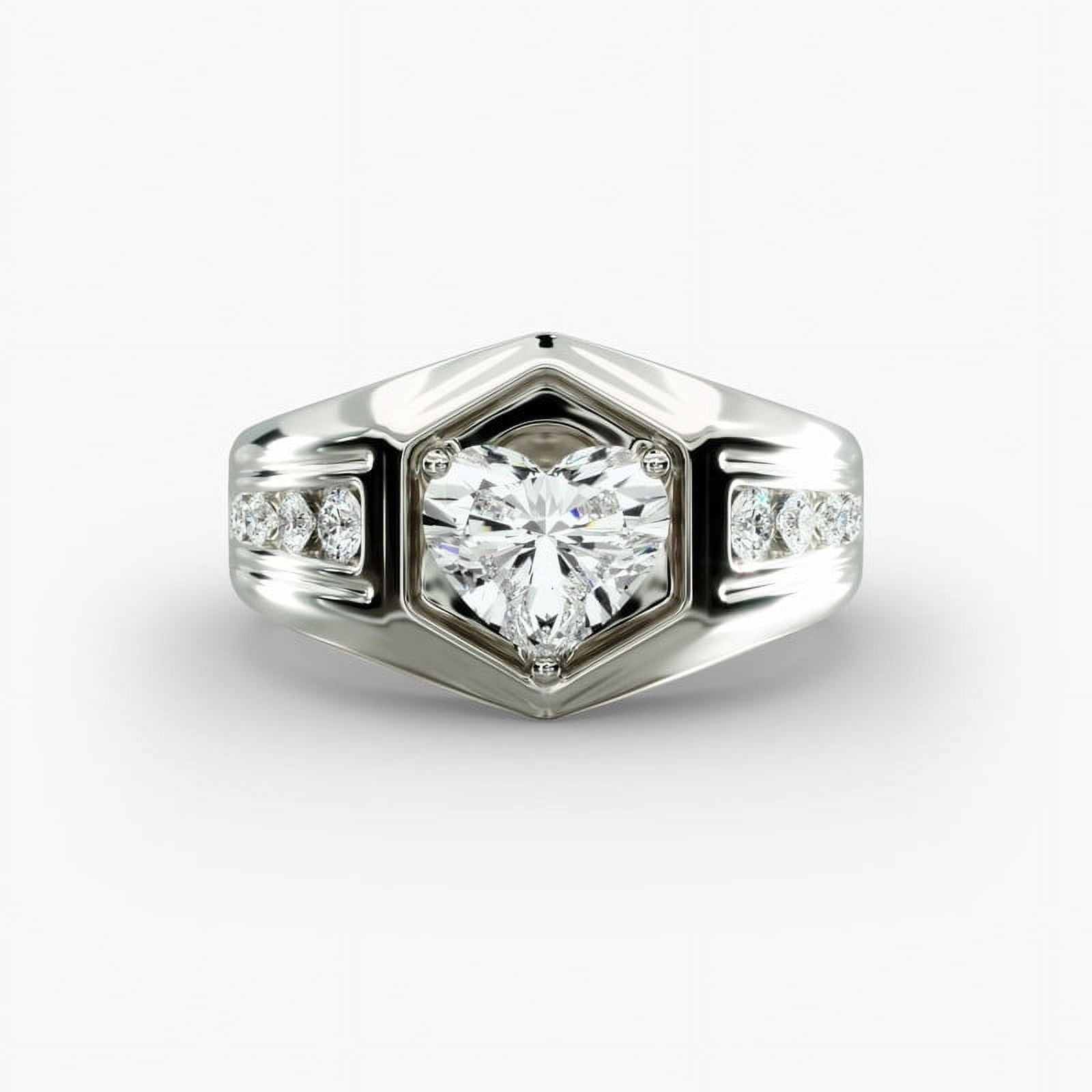 First Jewelry Heart Cut 1.6 Ct Moissanite Wedding Band for Him - 14k ...