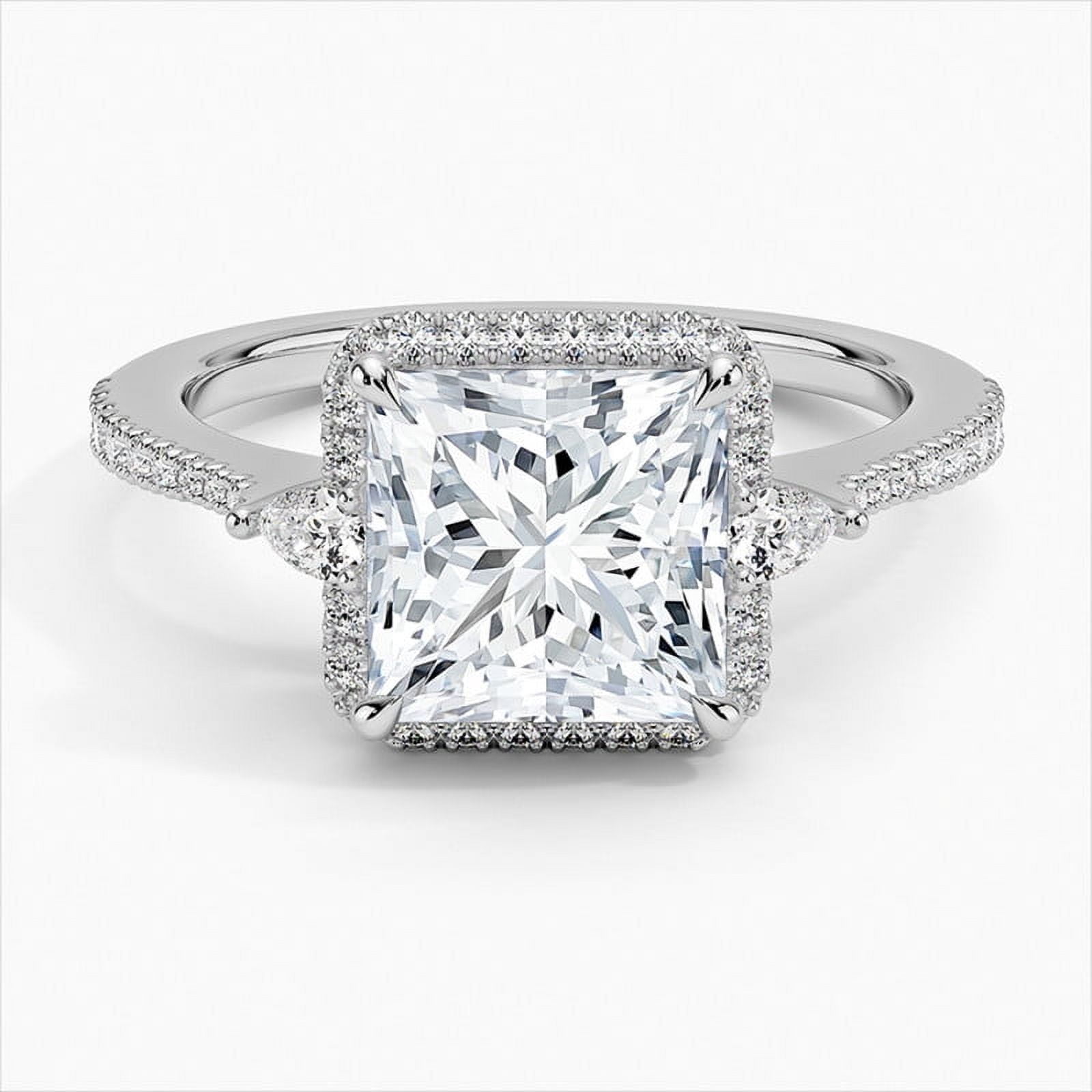 First Jewelry Princess Cut 2.1 Ct Moissanite Wedding Anniversary Ring ...