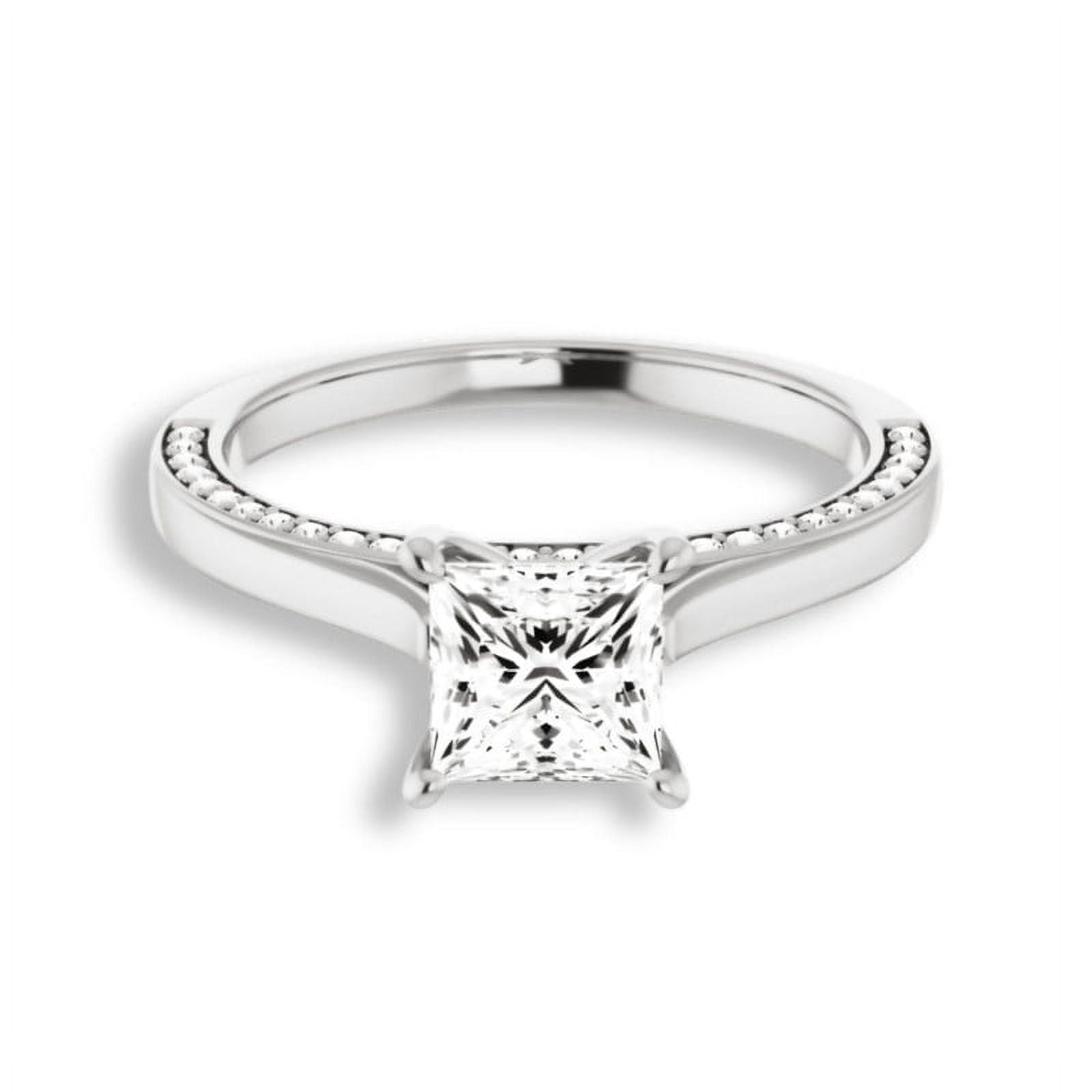 First Jewelry Stamped 14K White Gold Plated Moissanite Engagement Ring ...