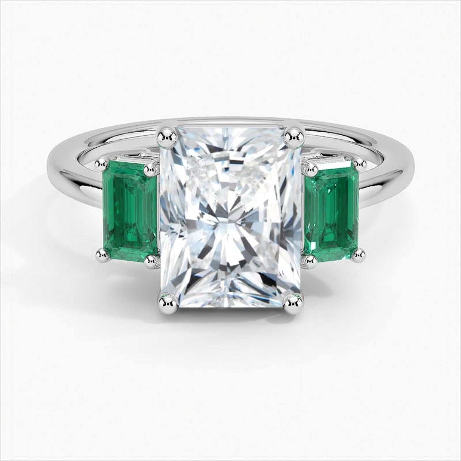 First Jewelry Stamped 14K White Gold Plated Three Stone Women's Ring ...
