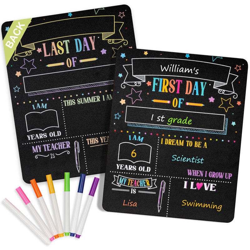 First and Last Day Chalkboard Signs, 14”x11” Double-Sided Reusable And ...