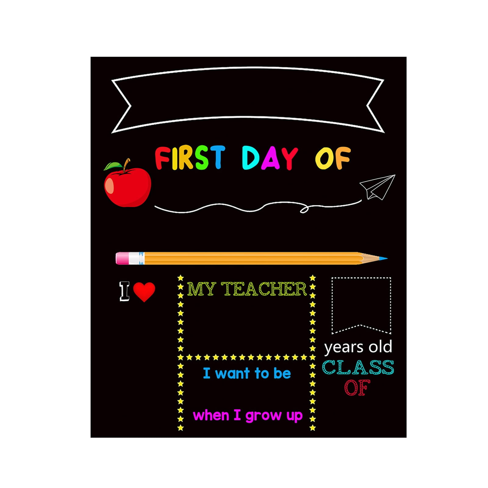 First & Last Days of School Chalkboard, 1st Day of School Sign Reusable ...