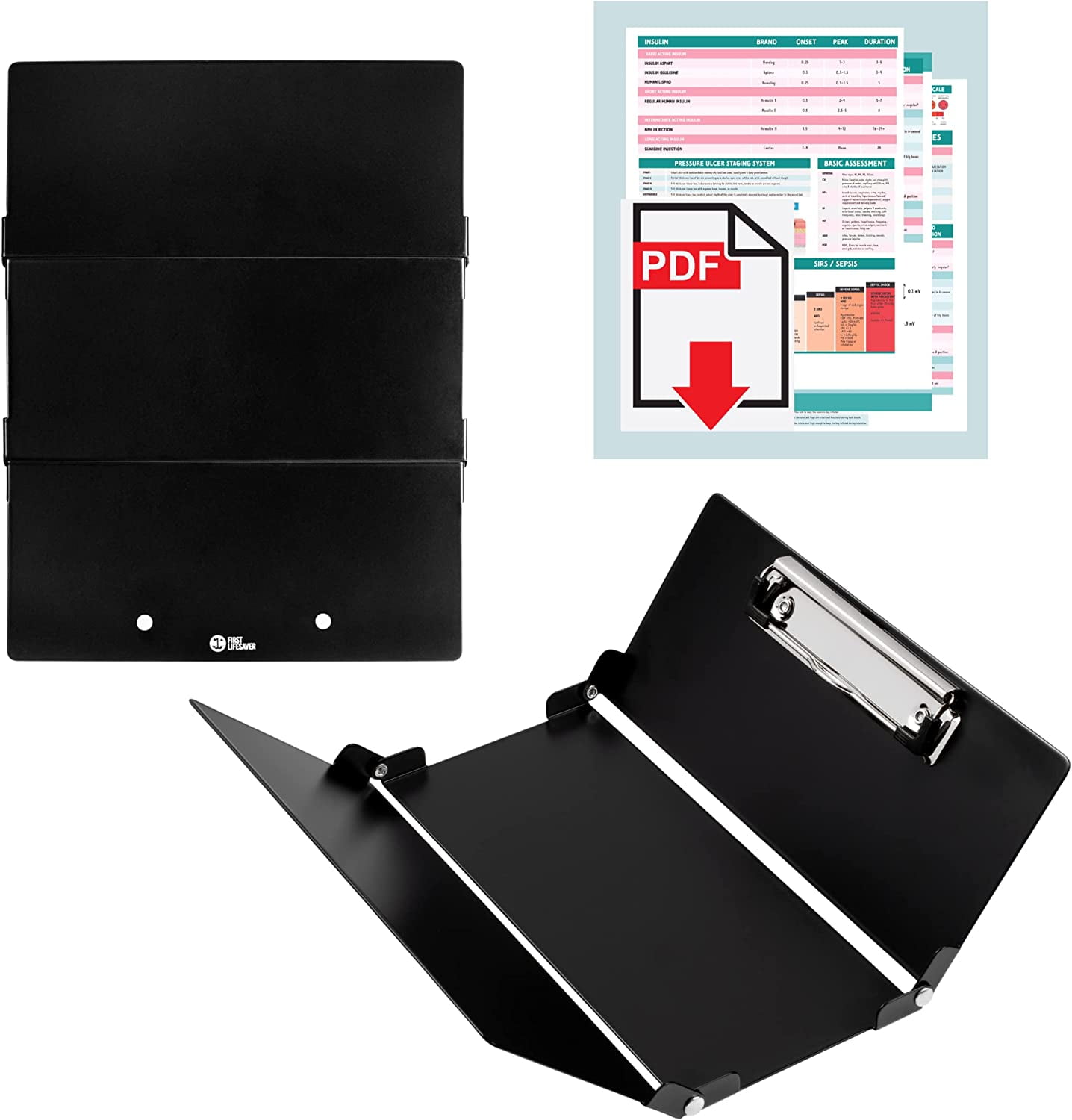 First Lifesaver Nursing Clipboard 3 Layers Aluminum Foldable Nurse ...