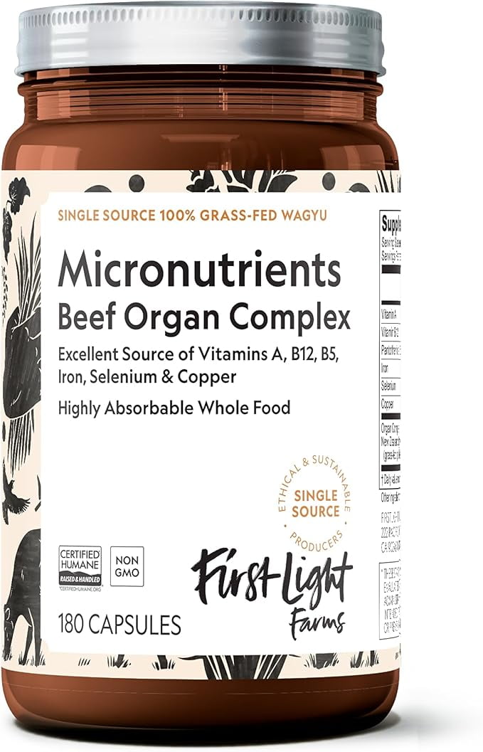 First Light Farms Freeze-Dried Wagyu Beef Organ Complex Capsules, 180 ...