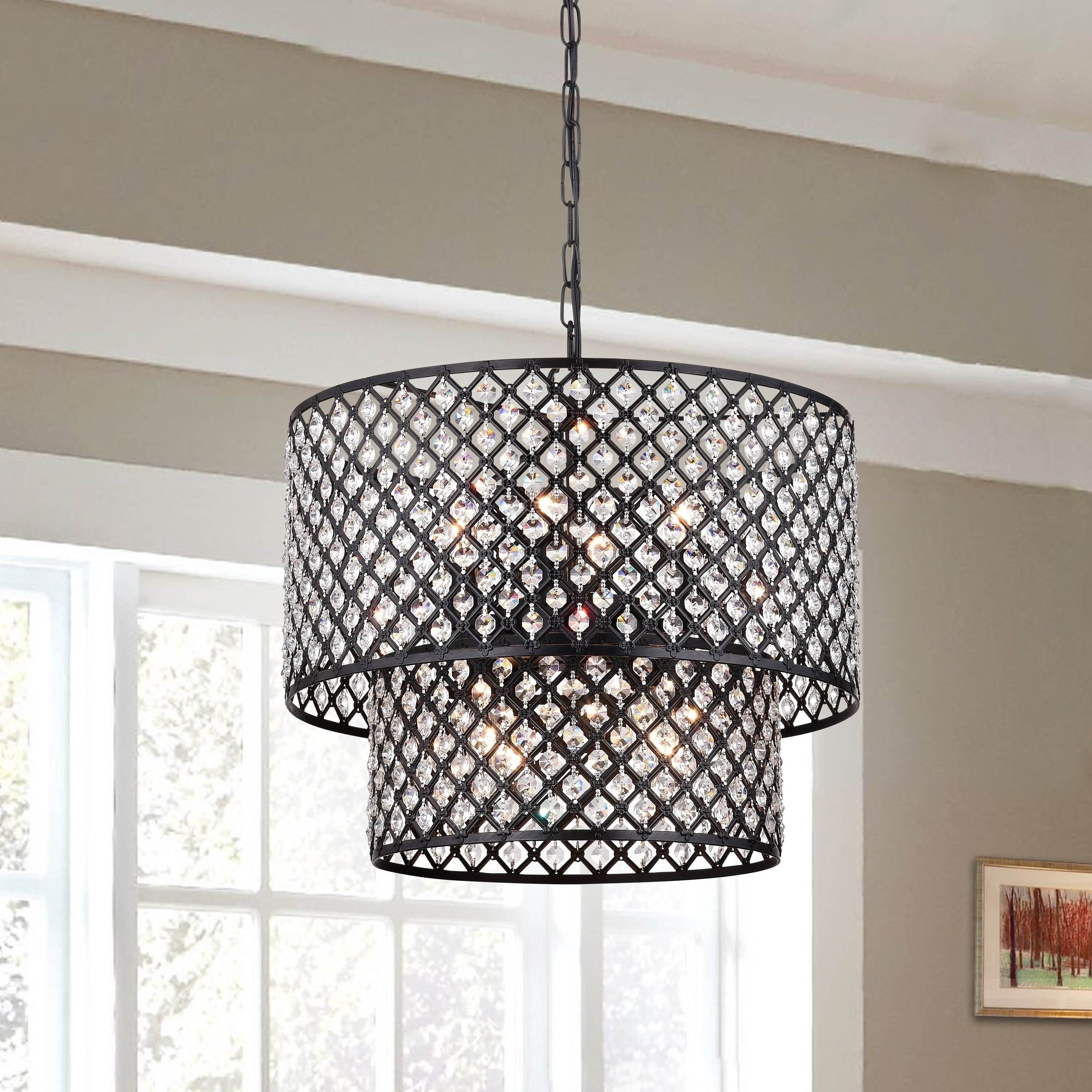 First Lighting Aenna Multicolored Metal 2-tier 8-light Drum Chandelier ...