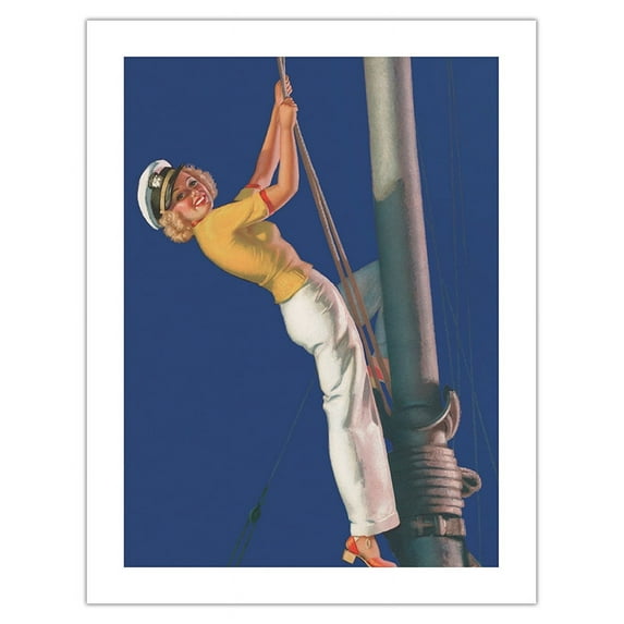 First Mate - Sailboat Sailor Pin Up Girl - Brown & Bigelow Company ...