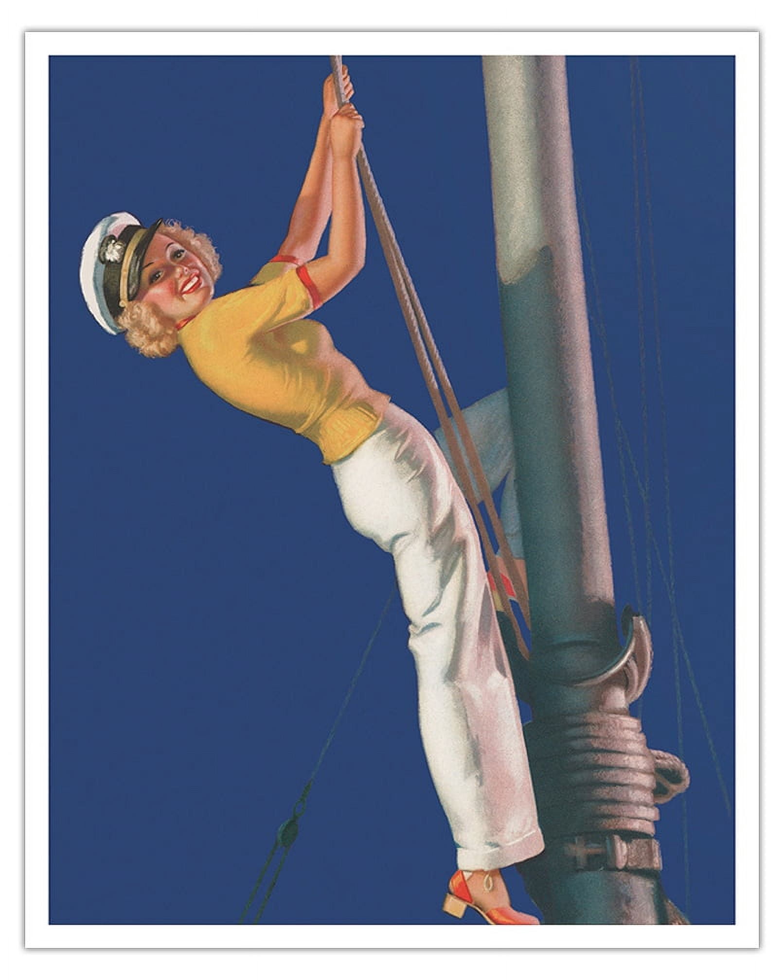 First Mate - Sailboat Sailor Pin Up Girl - Brown & Bigelow Company ...