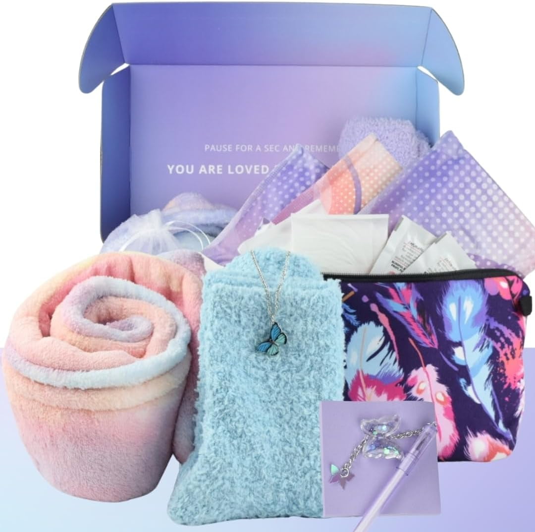 First Menstruation Gift Teen First Period Gift with Hair Towel, Feather ...