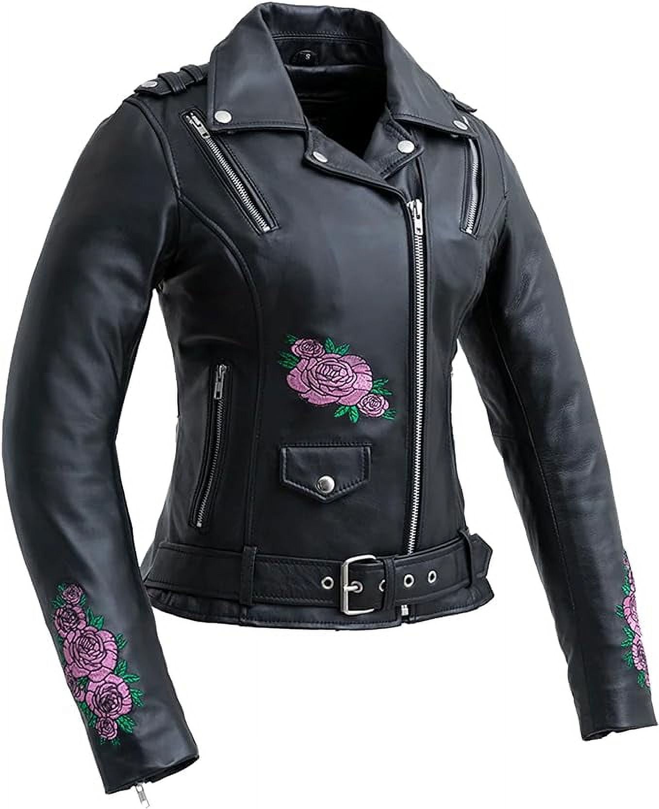 First Mfg Co - Bloom - Women's Motorcycle Biker Riding Black Leather ...