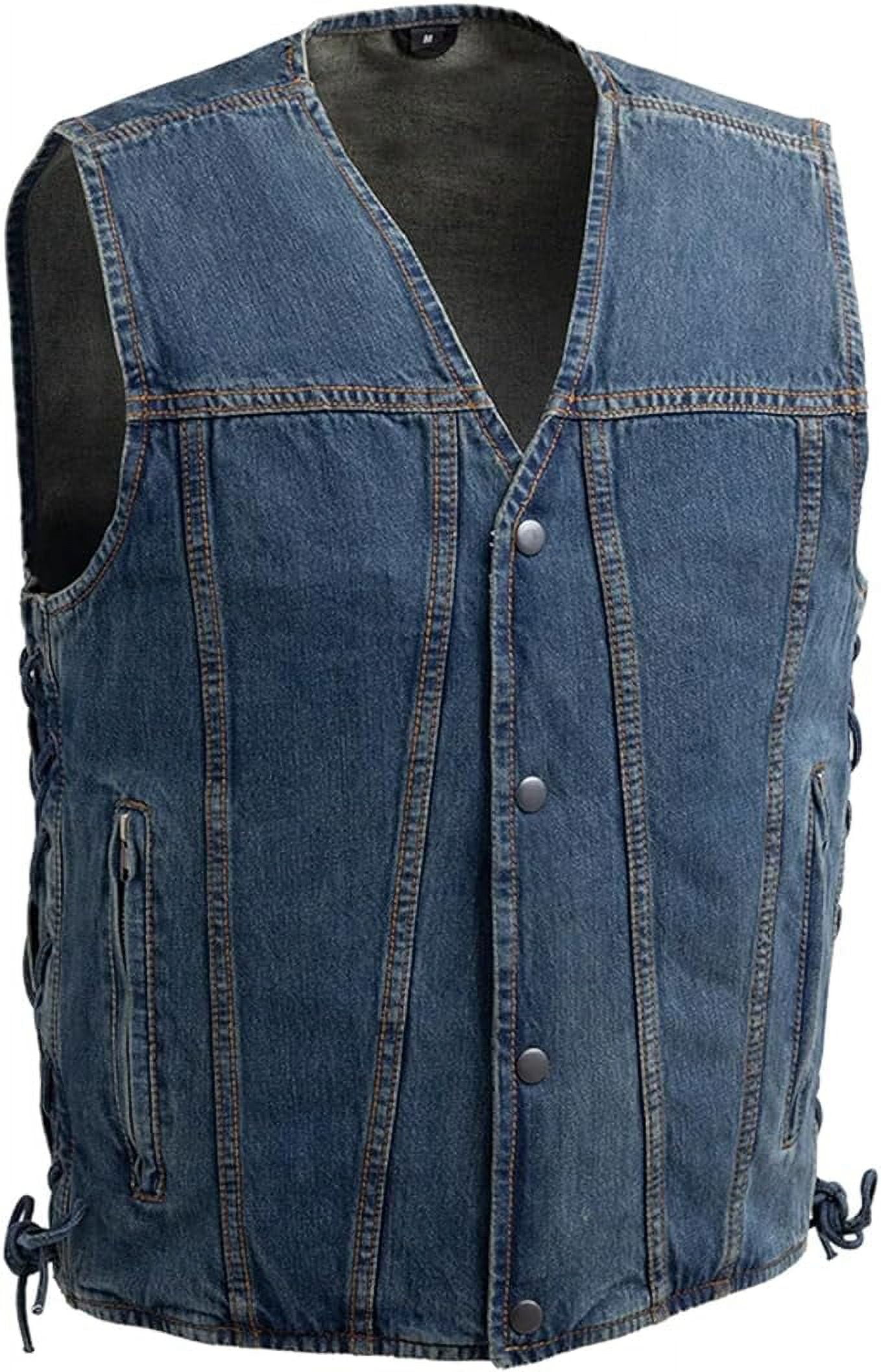 First Mfg Co - Gambler - Men's Motorcycle Biker Riding Blue Denim Vest ...
