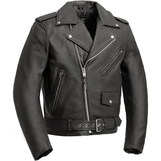 First Mfg Co SuperStar Men's Motorcycle Biker Jacket, Black Leather ...