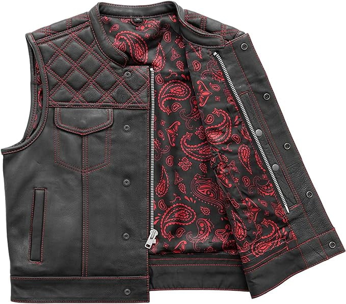 First Mfg Co - Upside - Men's Motorcycle Biker Riding Black Red Leather ...