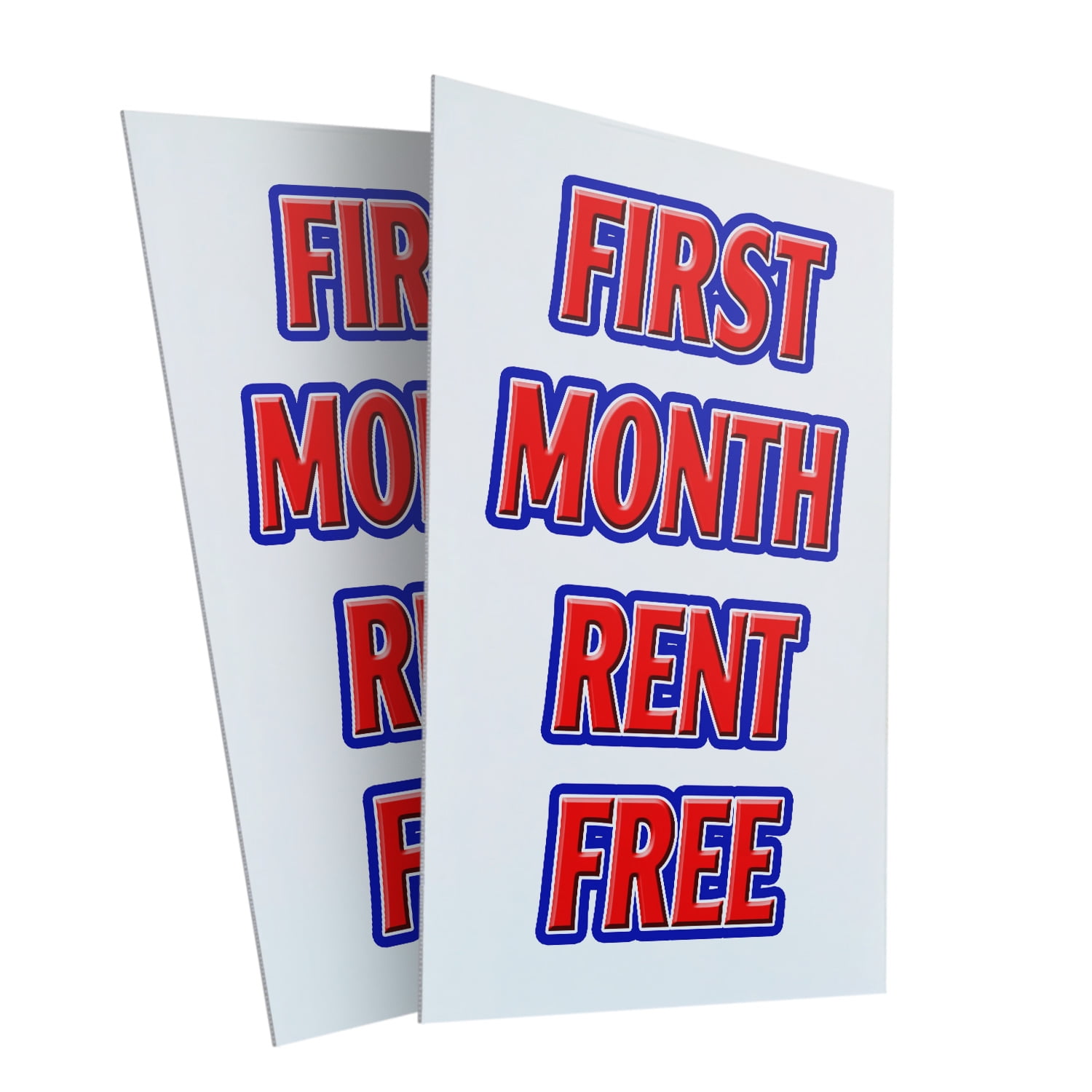First Month Rent Free (2-PACK) 24" x 36" Plastic Signs | Sign Insert ...