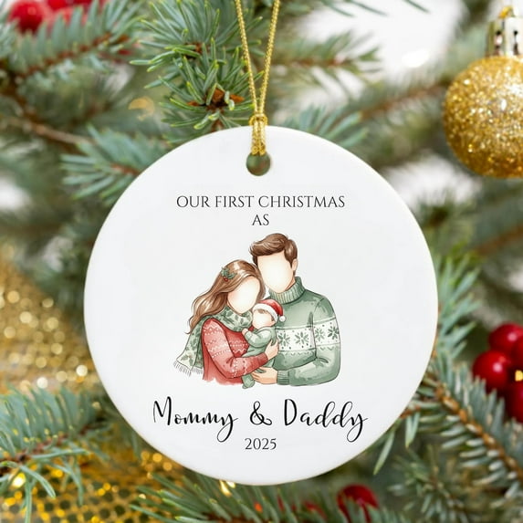 Our First Noel As Mommy & Daddy Ornament Ceramic Festive For New ...