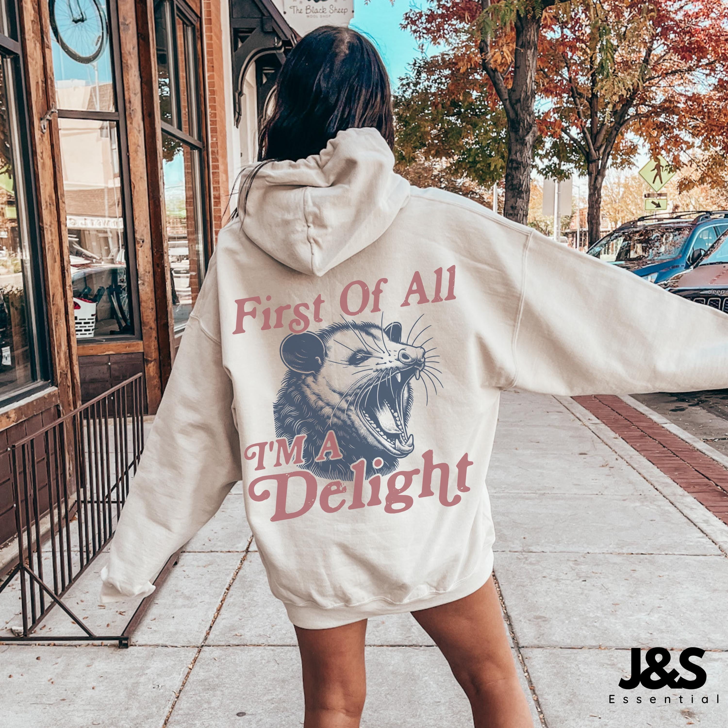 First Of All I'm A Delight Sarcastic Angry Opossum Lover Hoodie, Cute ...