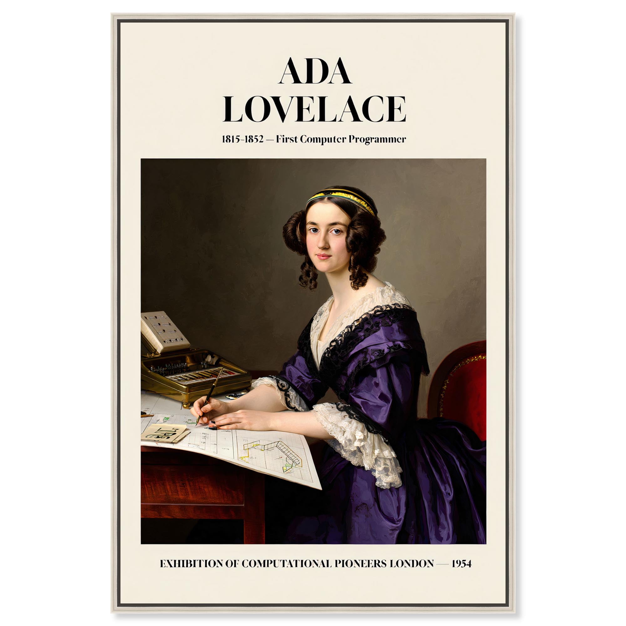 First Programmer Art Canvas Famous Women Poster by Art Remedy, Silver ...