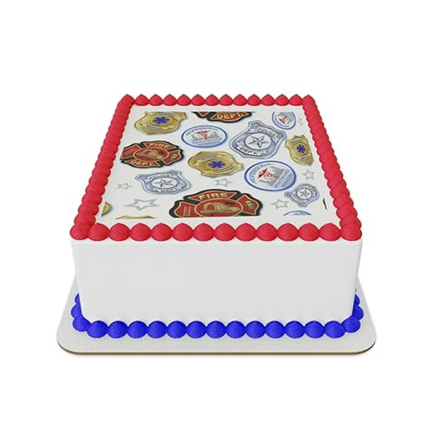 First Responder Badges and Emblems Edible Icing Sheet cake topper for 1 ...
