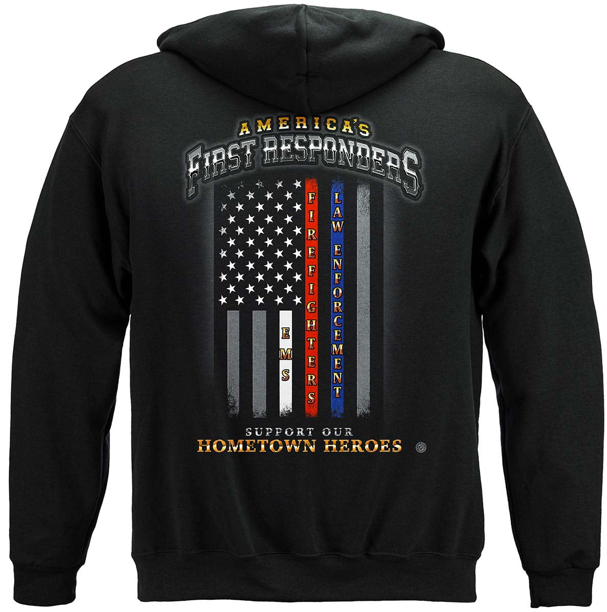 First Responder Flag Of Honor EMS 8oz 50/50 Black Hooded Sweat Shirt ...