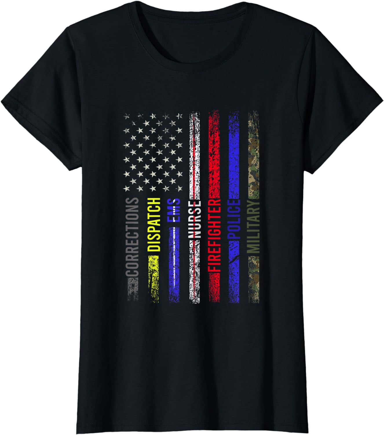 First Responder - Front Line Workers - US Flag - Patriotic T-Shirt - Walmart.com