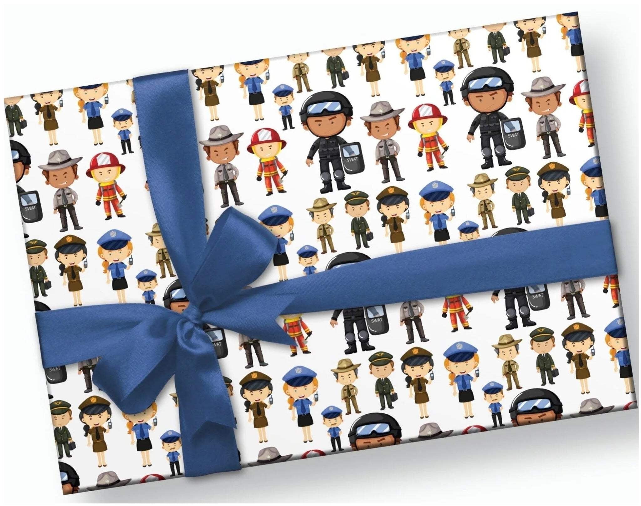 First Responder Police & Firefighter Birthday Wrapping Paper, 3 Sheets ...
