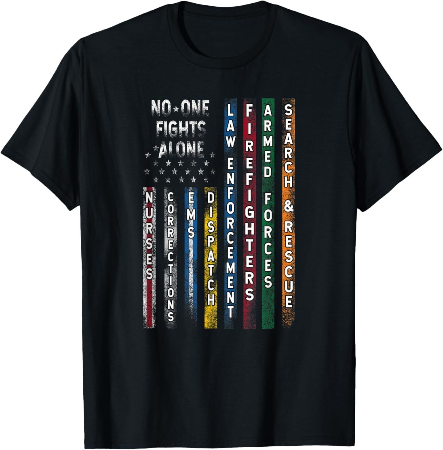 First Responders USA Flag Police Firefighter Appreciation T-Shirt ...