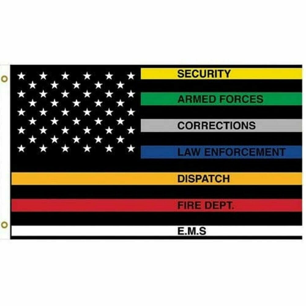 First Responders US Flag 3x5ft - Police, Military, Fire Dept, UV ...