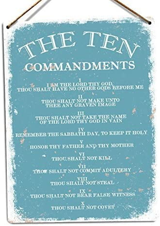 First Rober The Ten Commandments V1 (Blue) Metal Wall Aluminum Sign ...
