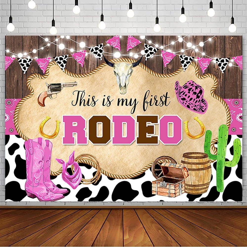 My First Rodeo 1st Birthday Backdrop Western Cowgirl First Bday Photo ...