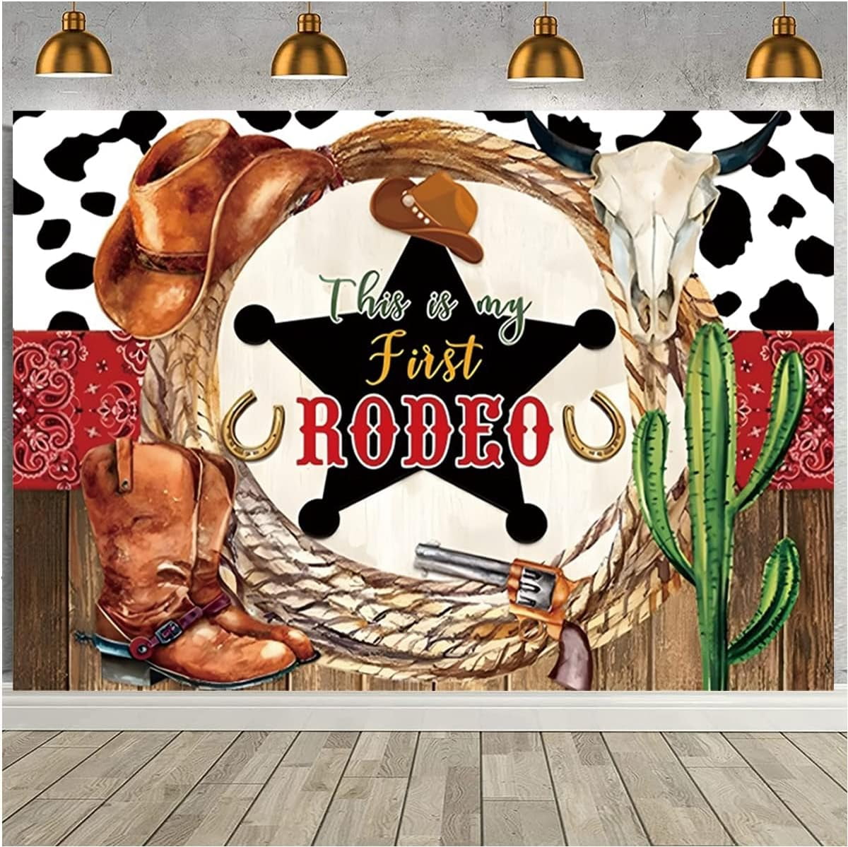 This is My First Rodeo Backdrop Western Cowboy Birthday Background Cow ...