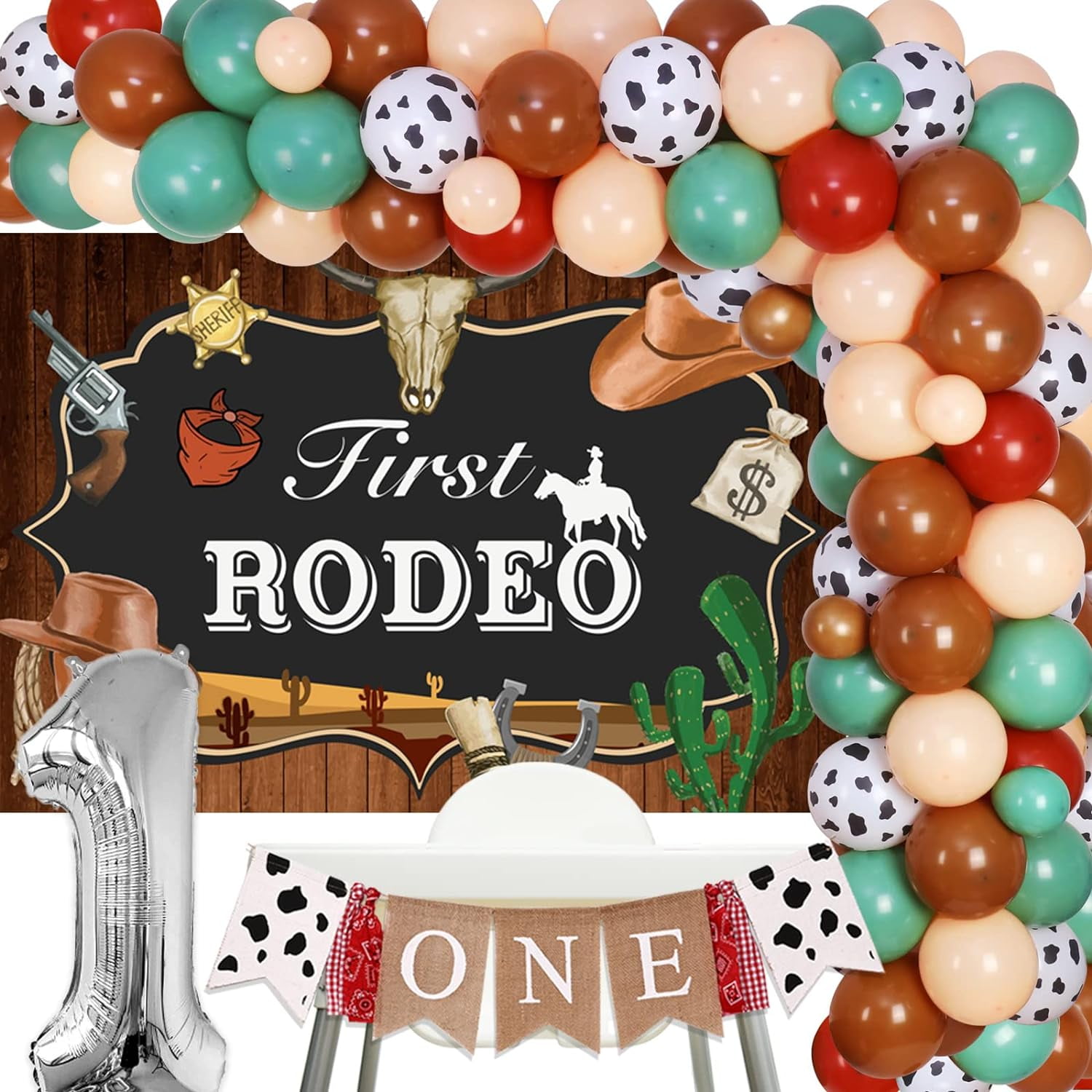 First Rodeo Birthday Decorations: Sage Green Balloon Garland Kit ...