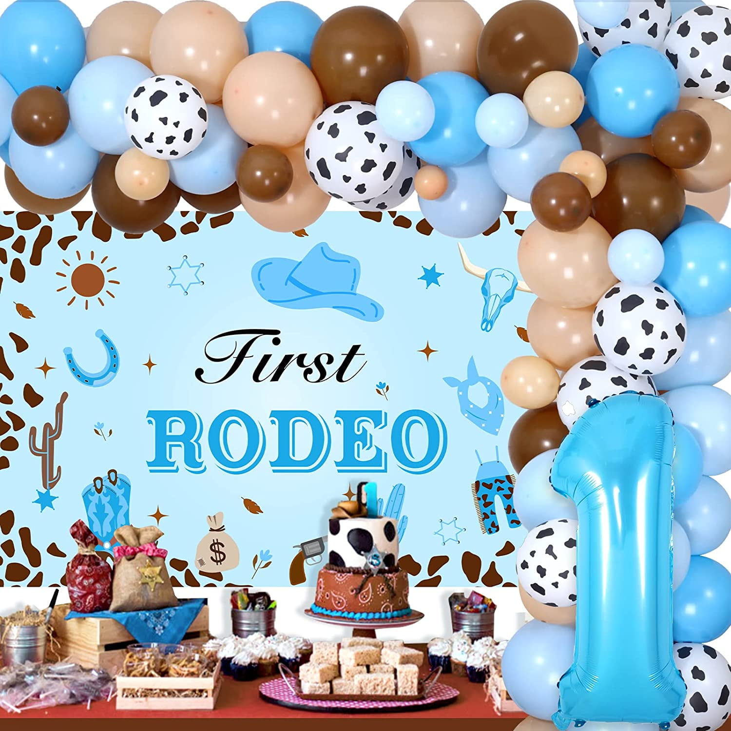 First Rodeo Birthday Party Decorations Boy Blue, Cowboy 1st Birthday ...