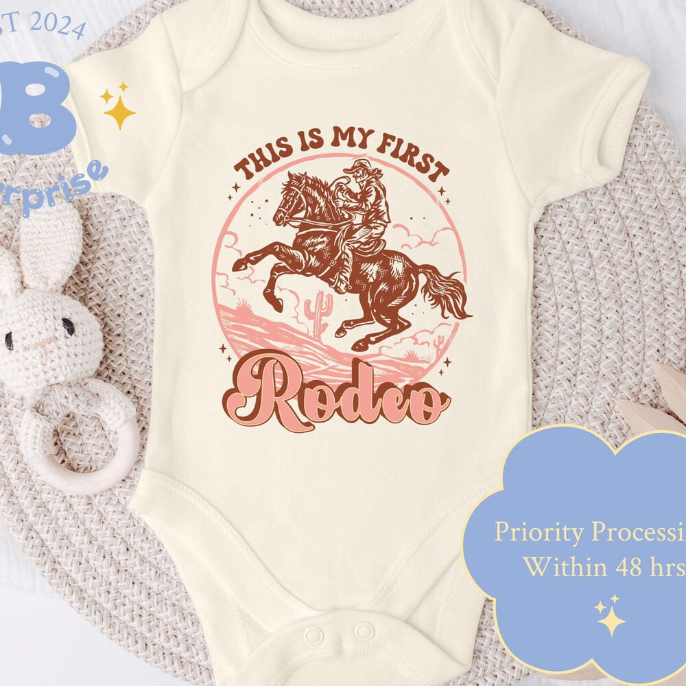 My First Rodeo Girl Onesie, Horse Rodeo Baby Bodysuit, Girl Birthday ...