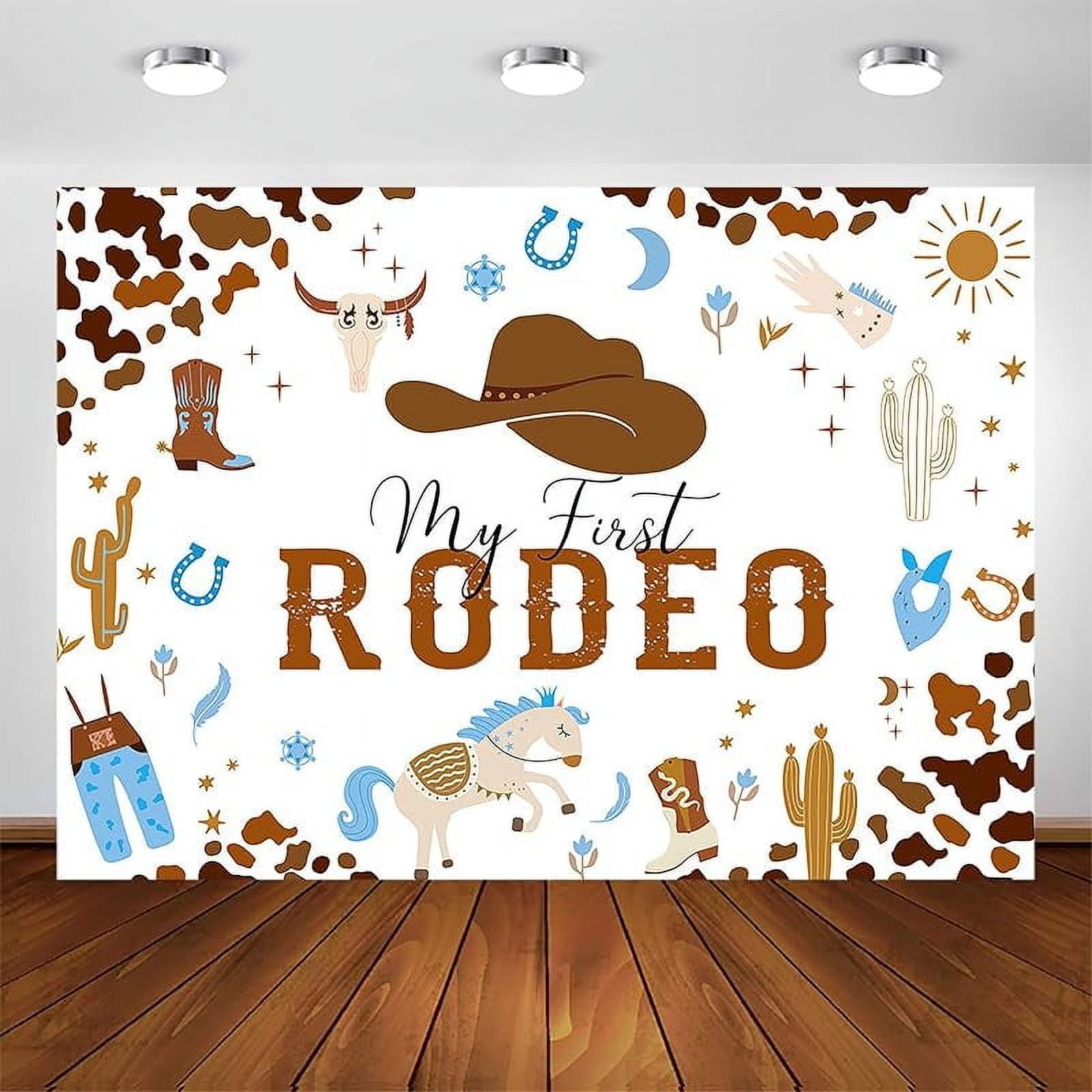 My First Rodeo Party Backdrop Western Cowboy and Cowgirl Theme 1st ...