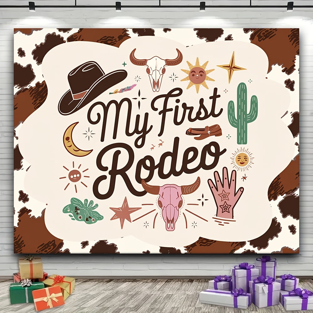 My First Rodeo Party Backdrop Western Cowboy and Cowgirl Theme 1st ...
