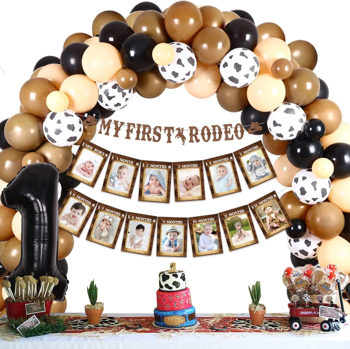 1st Rodeo Western Cowboy Party Decorations, Brown Balloon Garland ...