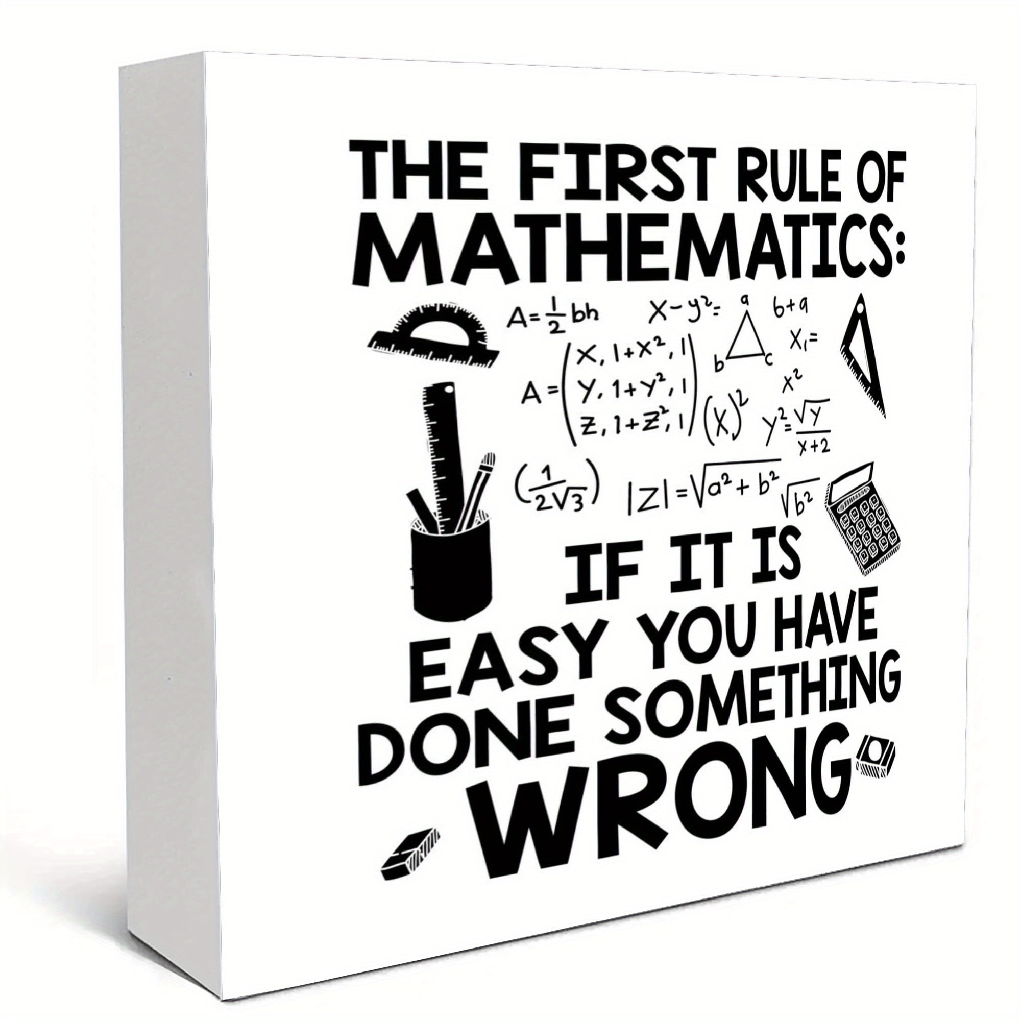 First Rule of Math Wooden Box Sign - Humorous Math-Themed Plaque with ...