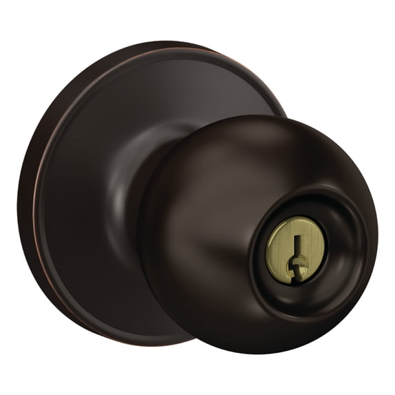 First Secure by Schlage Rigsby Keyed Entry Door Knob in Aged Bronze ...