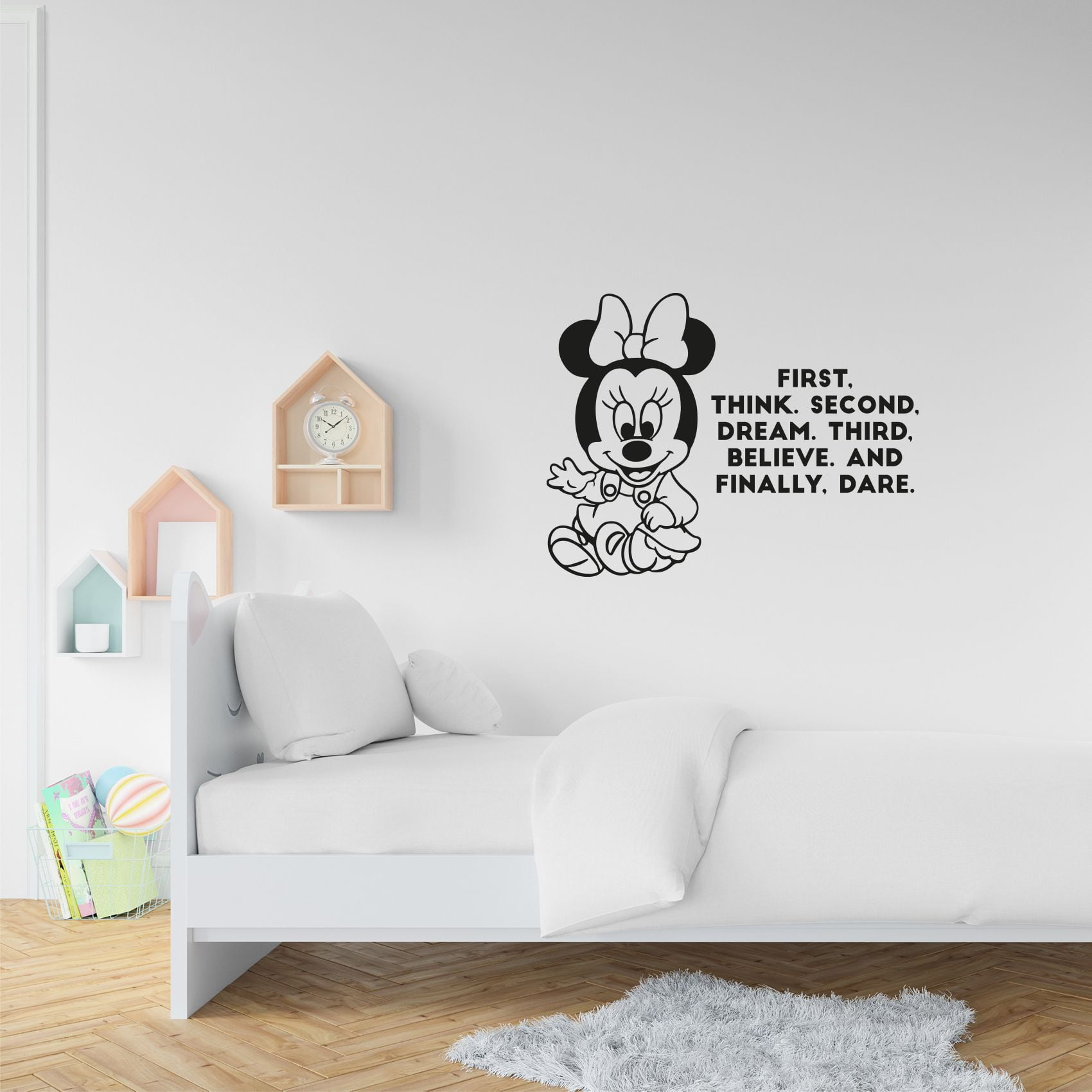 First Think Minnie Mouse Quote Disney Cartoon Quotes Wall Sticker Art ...