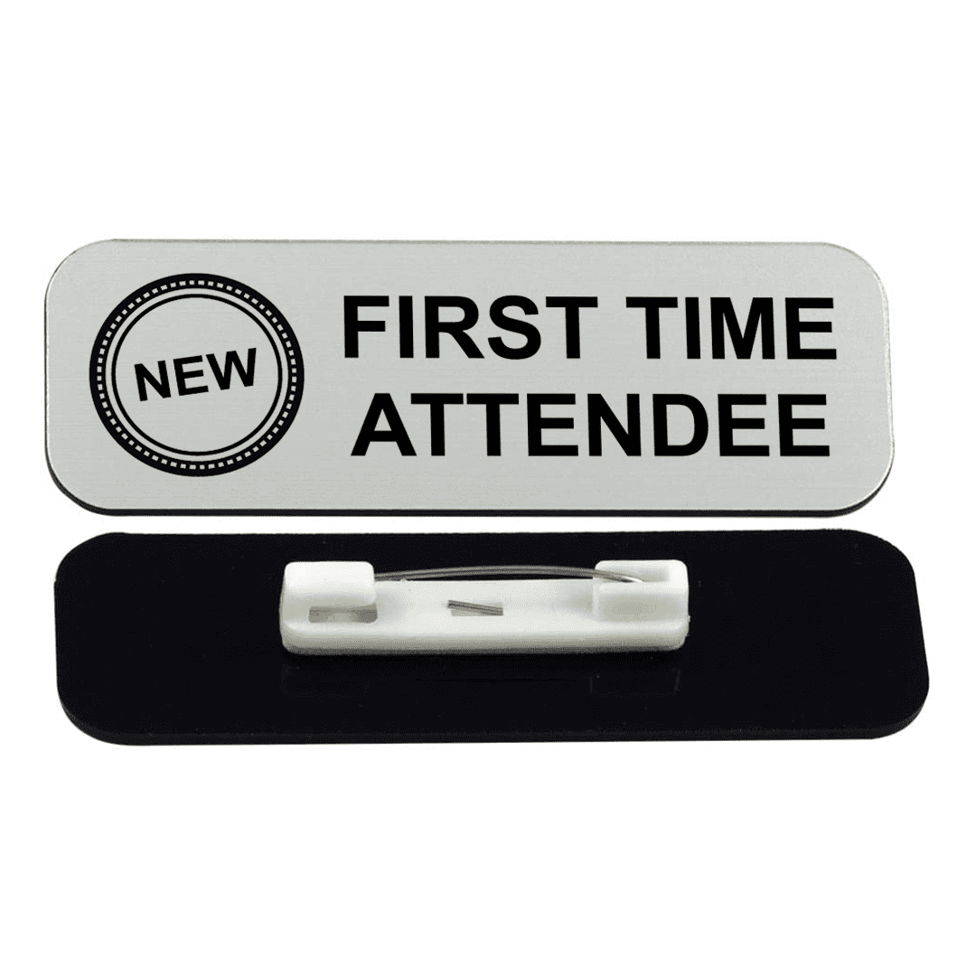 First Time Attendee 1 x 3" Name Tag/Badge, Silver, (3 Pack) - Walmart.com
