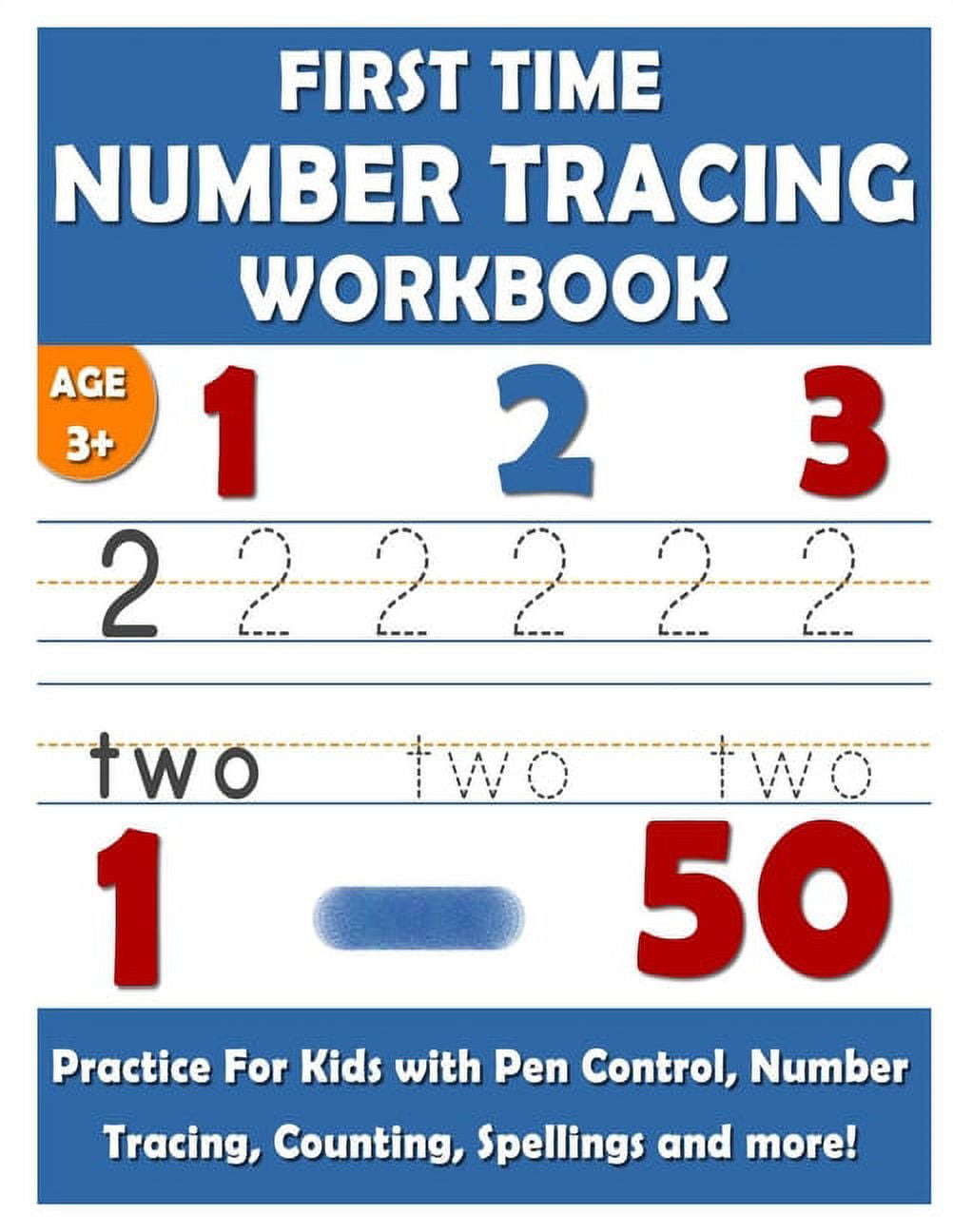 First Time NUMBER TRACING WORKBOOK : Practice 1-50 for kids with Pen ...