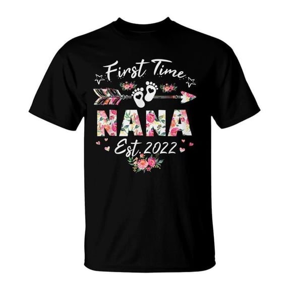 First Time Nana Est 2022 Promoted To New Grandma Floral TShirt ...
