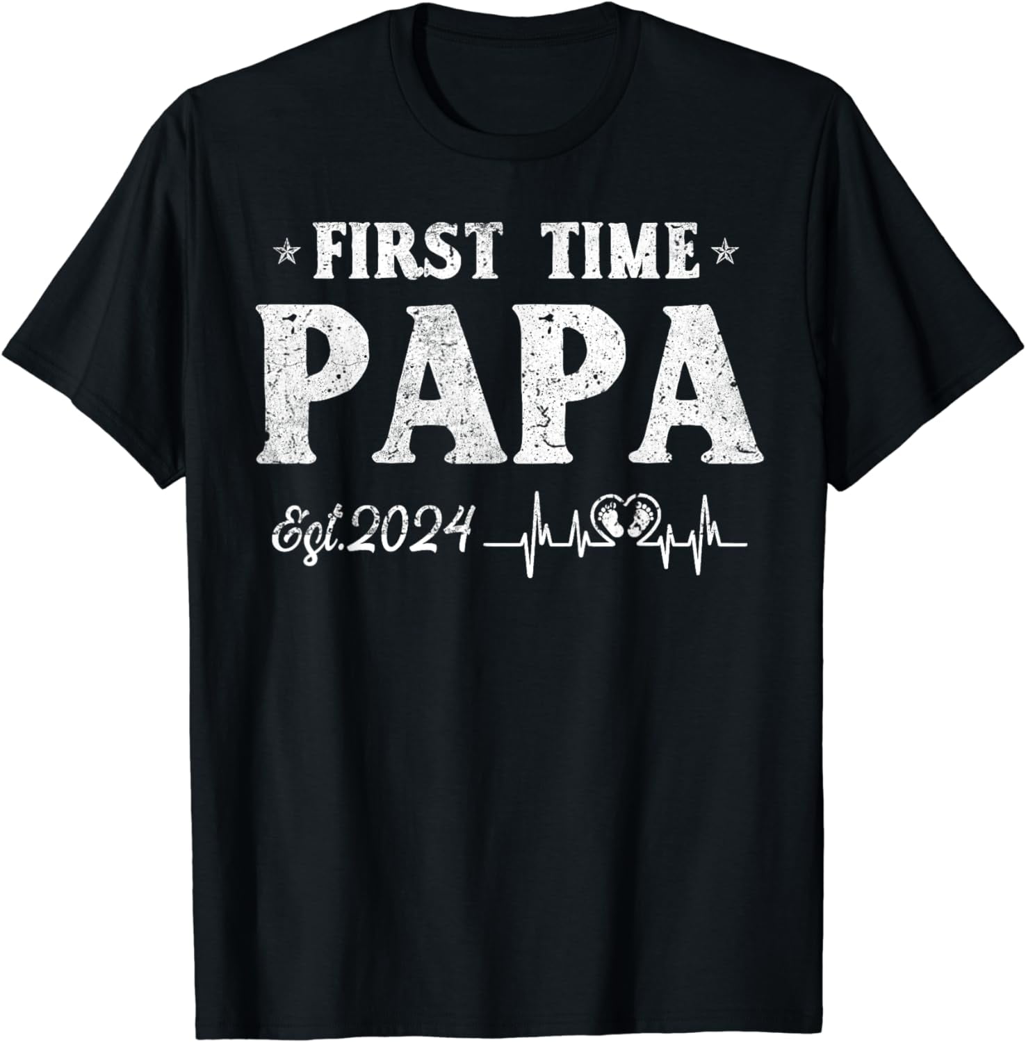 First Time Papa Est 2024 Heartbeat Funny Baby T-Shirt - Walmart.com