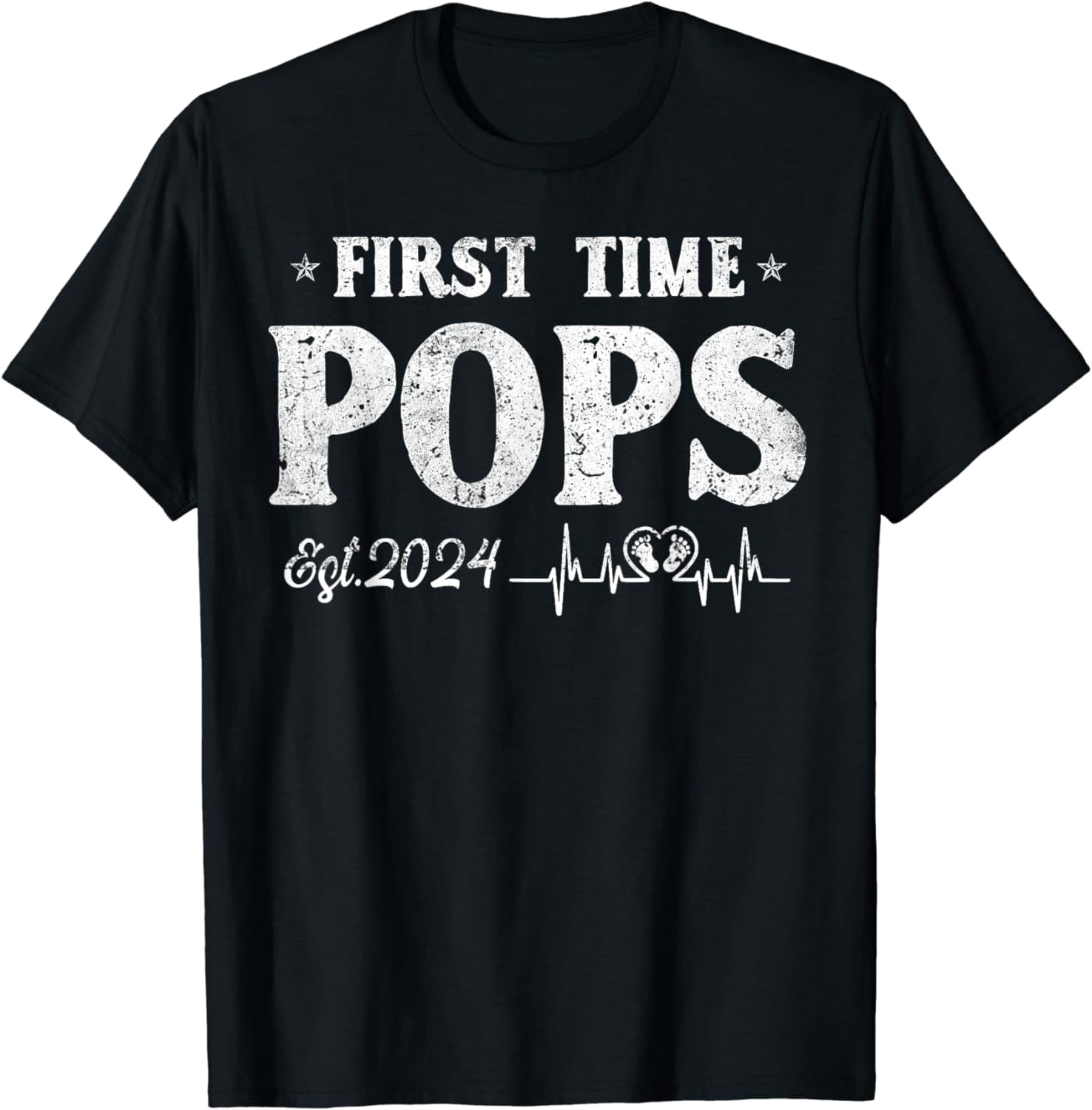 First Time Pops Est 2024 Heartbeat Funny Baby T-Shirt - Walmart.com