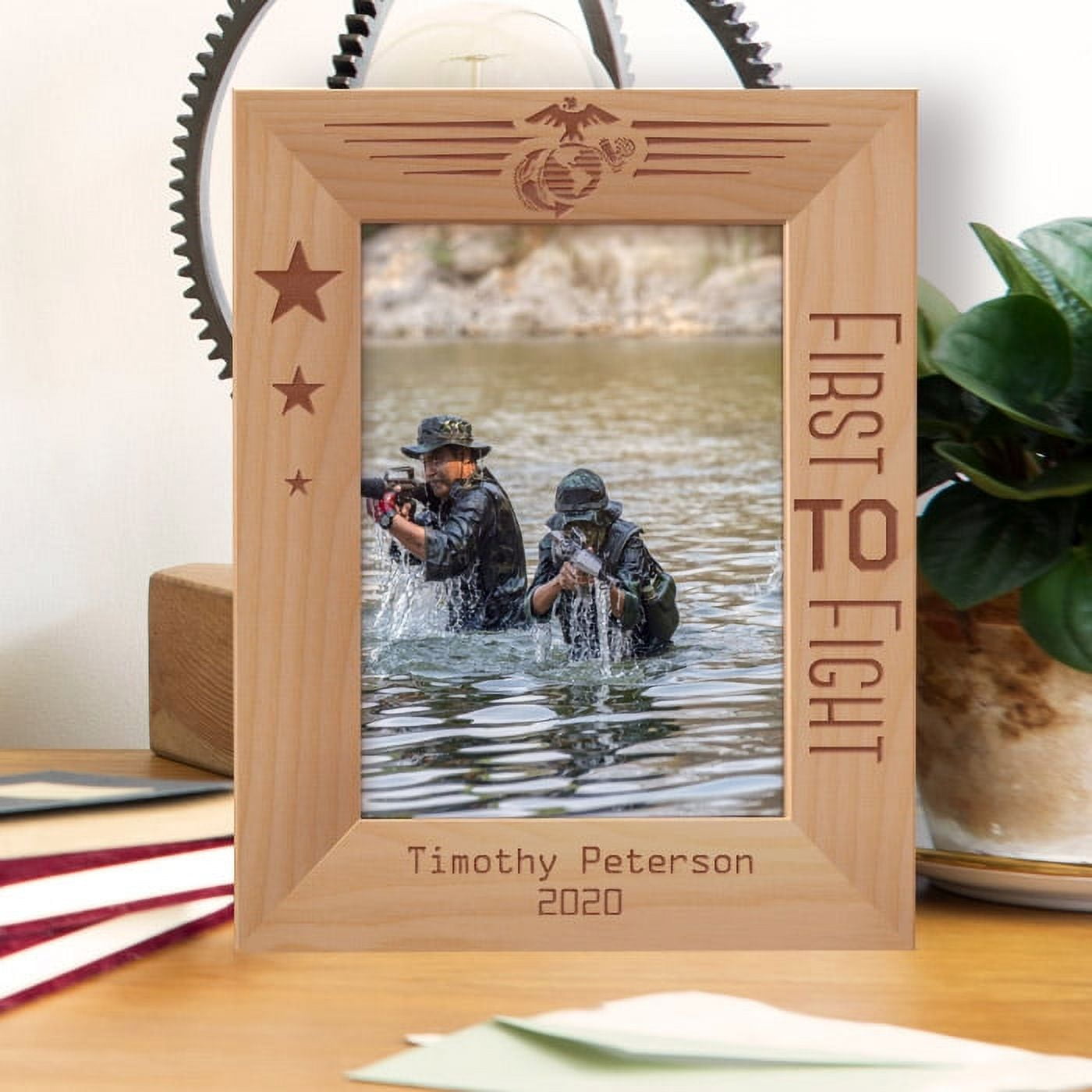 First To Fight Personalized Wooden Frame 5" x 7" Brown (Vertical ...