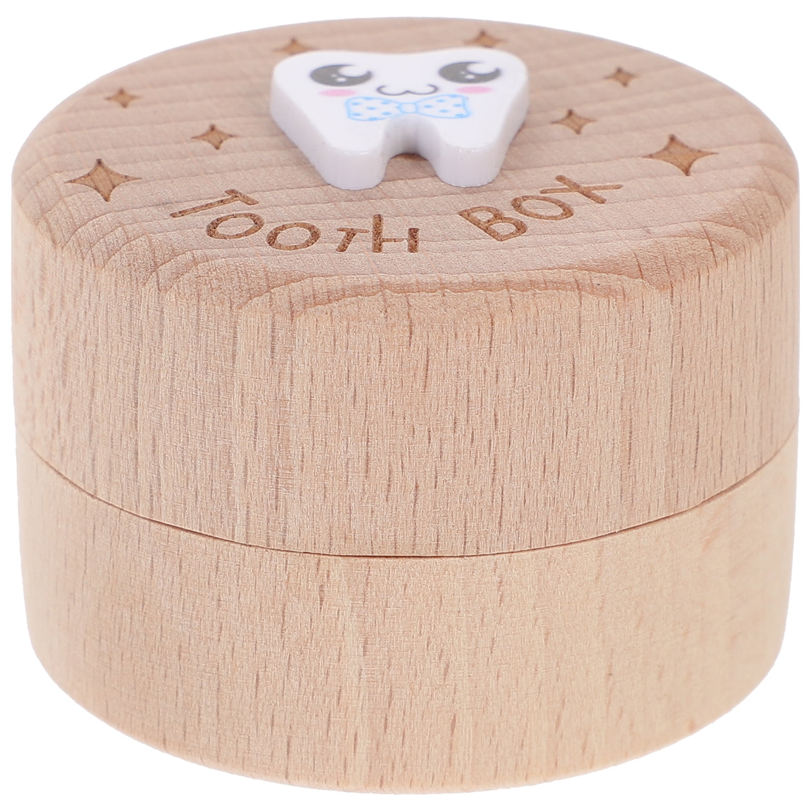 First Tooth Keepsake Box Wooden Round Toddler Deciduous Tooth Fetal ...