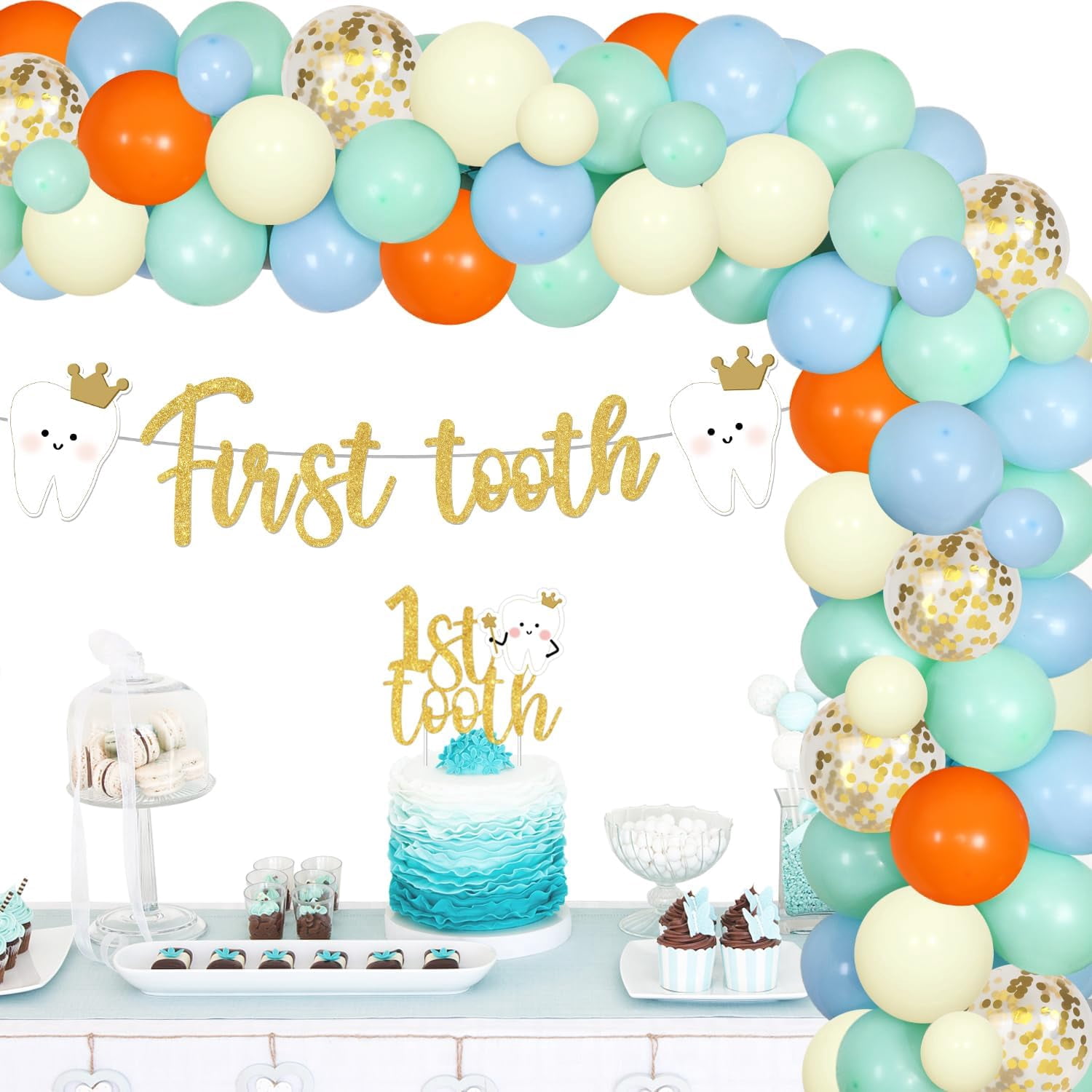 First Tooth Party Decoration 1st Teething Party Balloon Garland Arch ...
