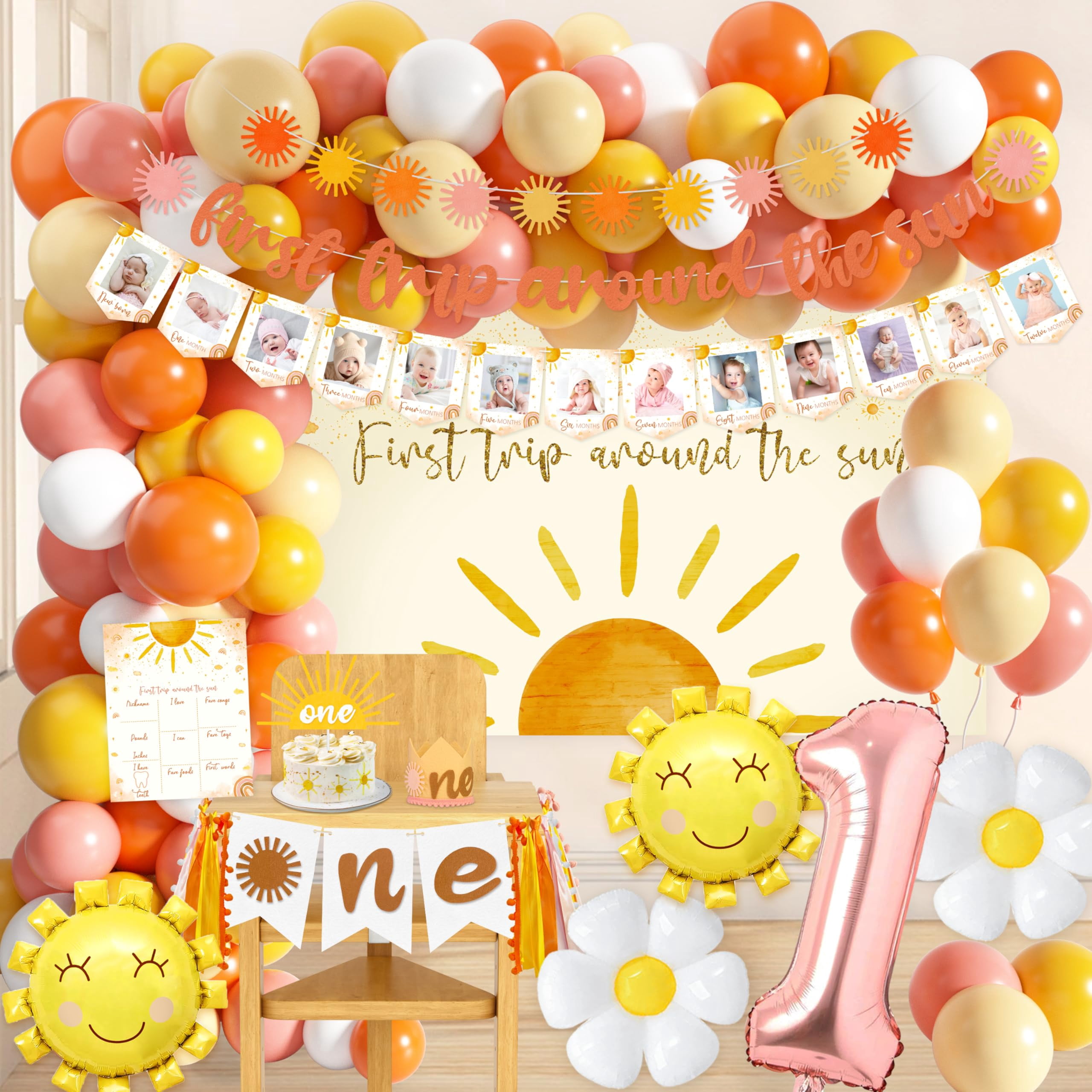 First Trip Around The SSF20 Sun Birthday Decorations for Girl Boho Sun ...